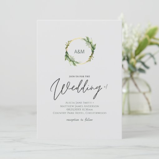 Simple Greenery Leaves Handwriting Style Wedding | Zazzle