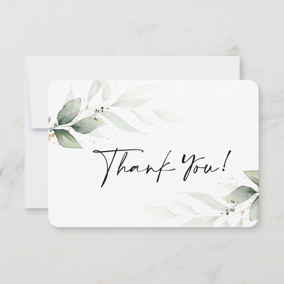 Simple greenery thank you card | Zazzle