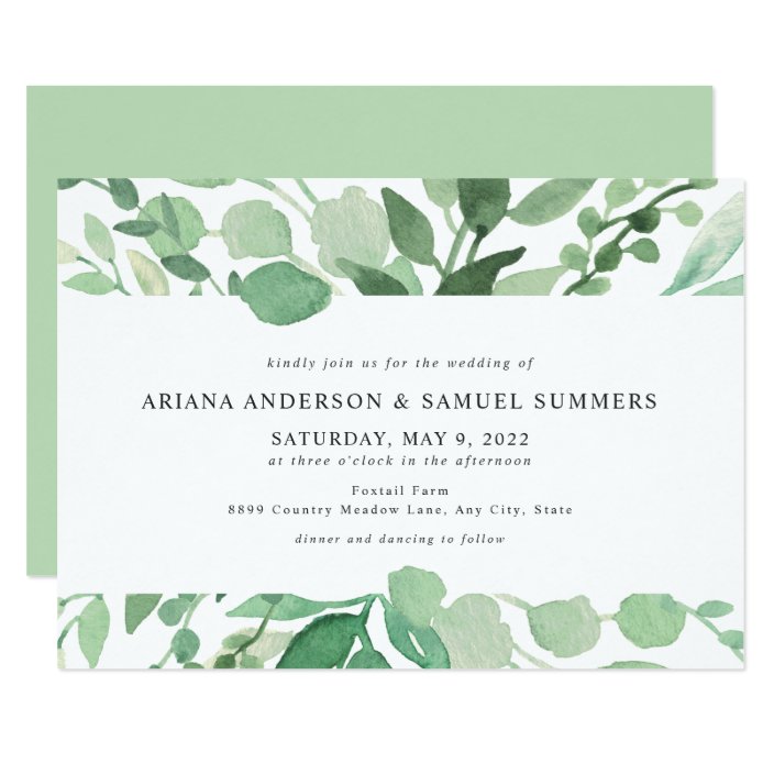 Simple Greenery wedding 4197 Invitation | Zazzle.com