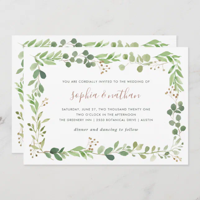 Simple Greenery | Wedding Invitation | Zazzle