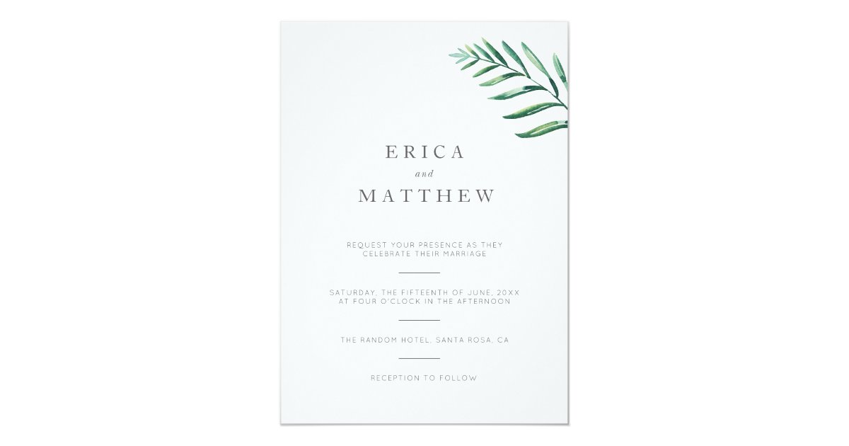 Simple Greenery Wedding Invitation | Zazzle.com