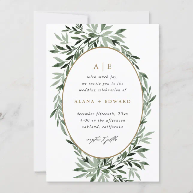 Simple Greenery Wedding Invitation | Zazzle