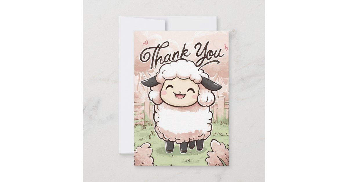 Simple Greeting Sheep Thank You Card | Zazzle