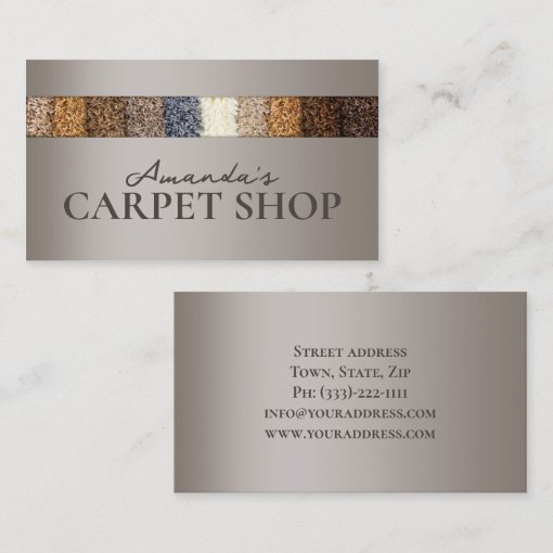 Simple Grey Carpet Shop Card | Zazzle