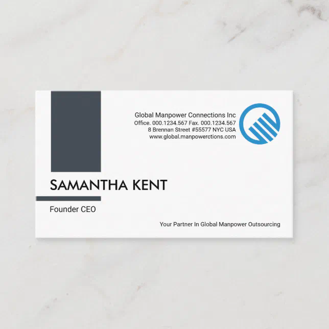 Simple Grey Column Stripe Recruitment Consultant Business Card | Zazzle