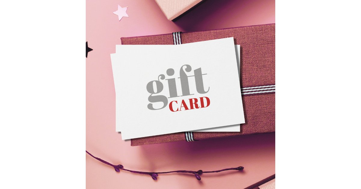 Simple Grey Red White Beauty Gift Card | Zazzle