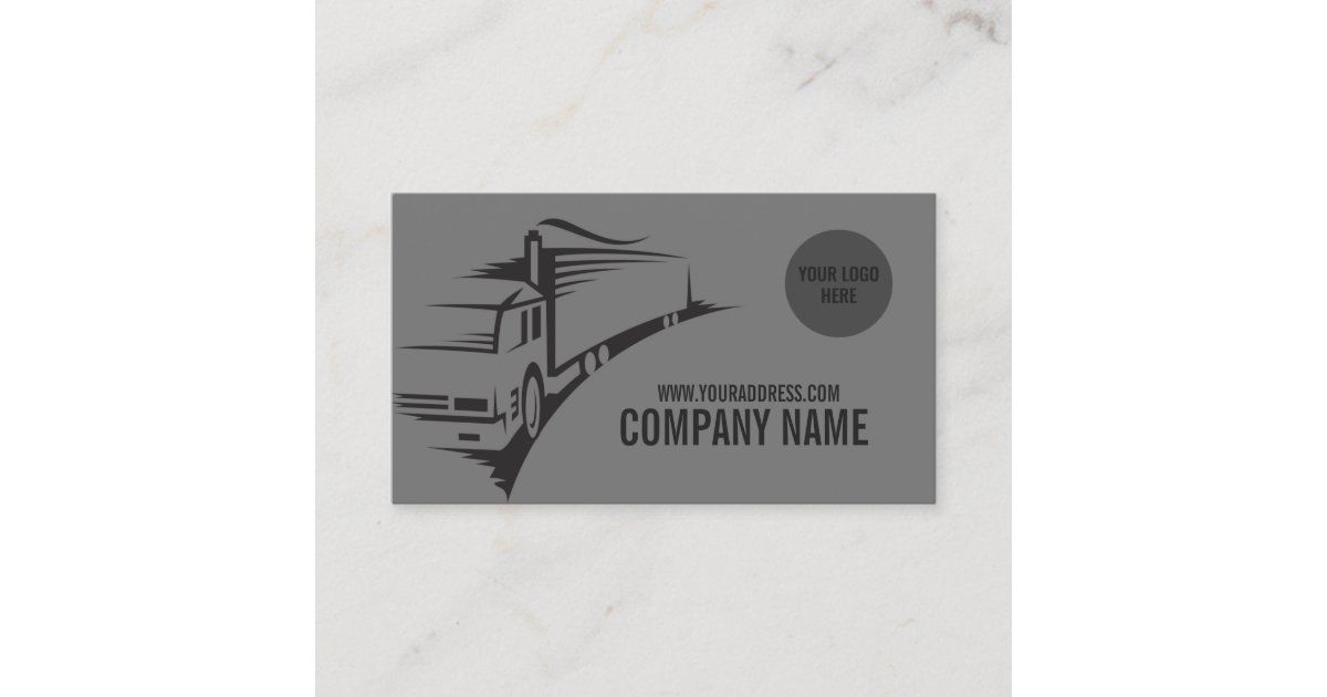 Simple Grey Trailer Truck Business Card | Zazzle