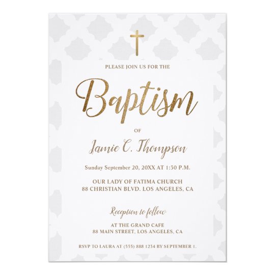 Simple Grey White Circles Gold Modern Baptism Invitation | Zazzle.com