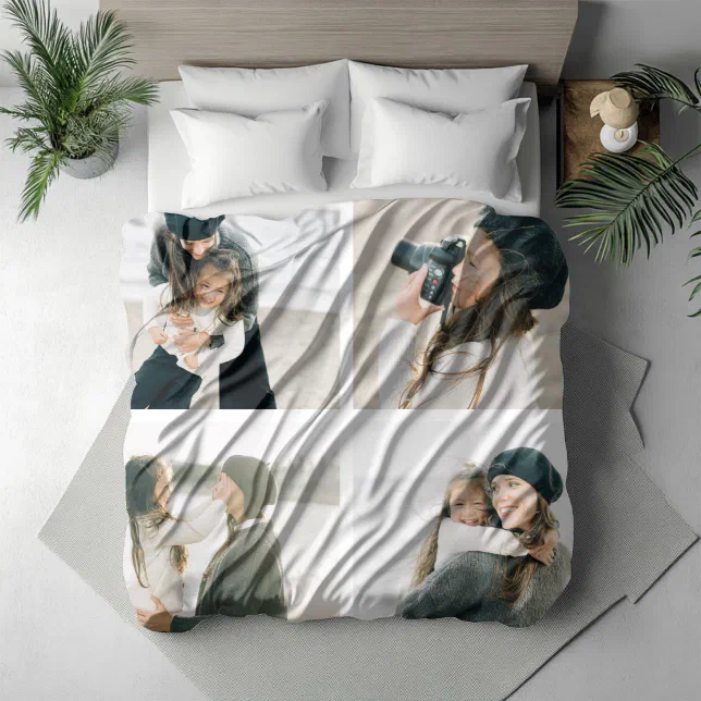 Simple Grid of Four Personalized Photo Blanket | Zazzle