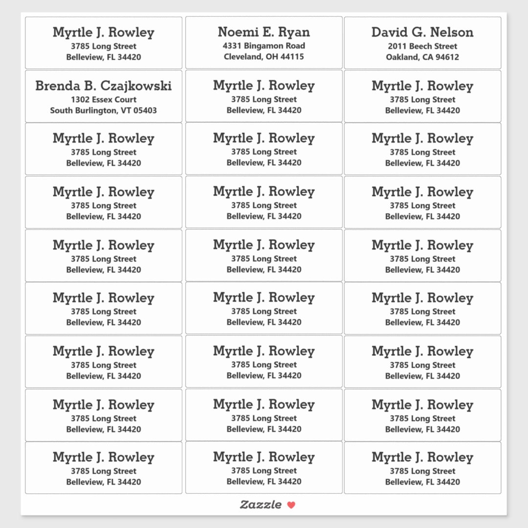 Simple Guests Names and Address Shipping Labels | Zazzle