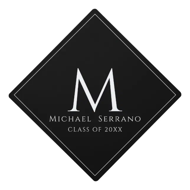 Simple Guy Black Typography Graduation Cap Topper | Zazzle