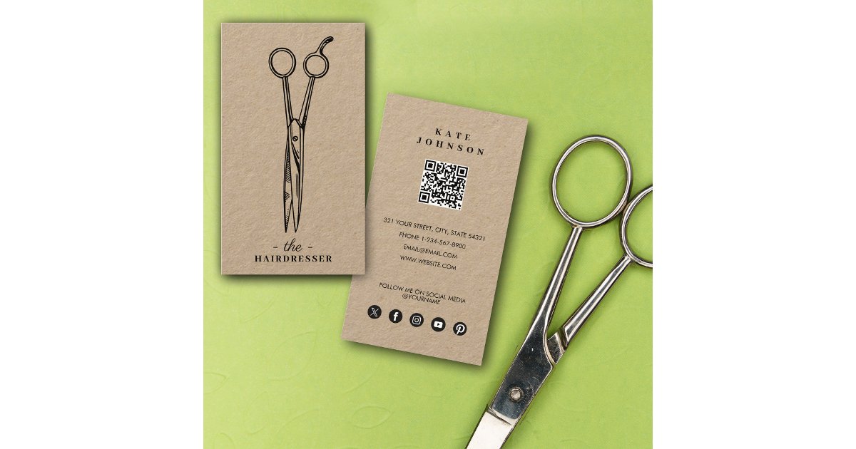 Simple Hairdresser Barber Beauty Salon QR Code Business Card | Zazzle
