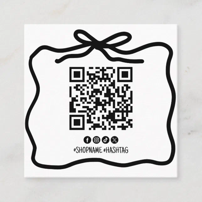 Simple Hand Drawn Bow Logo Social Media QR Code Square Business Card ...