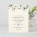Simple Hand Drawn Floral Ivory Wedding Invitation | Zazzle