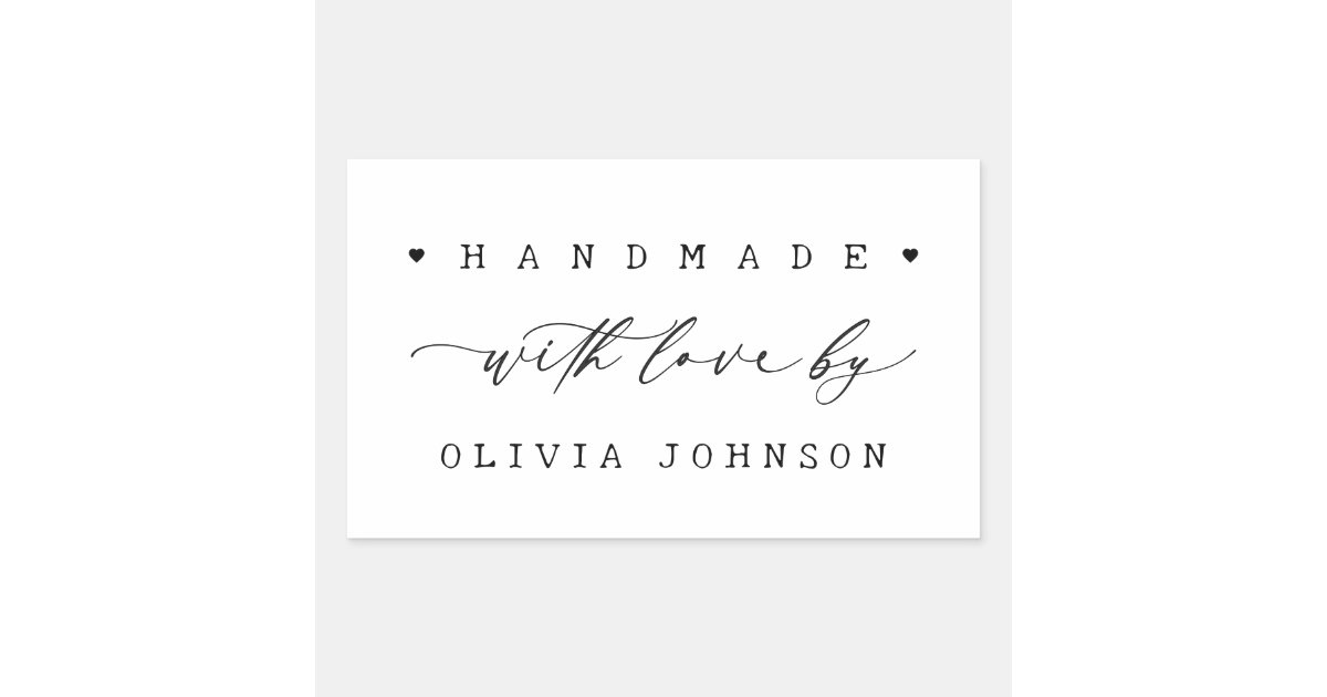 Simple Handmade with Love Script Business Rectangular Sticker | Zazzle