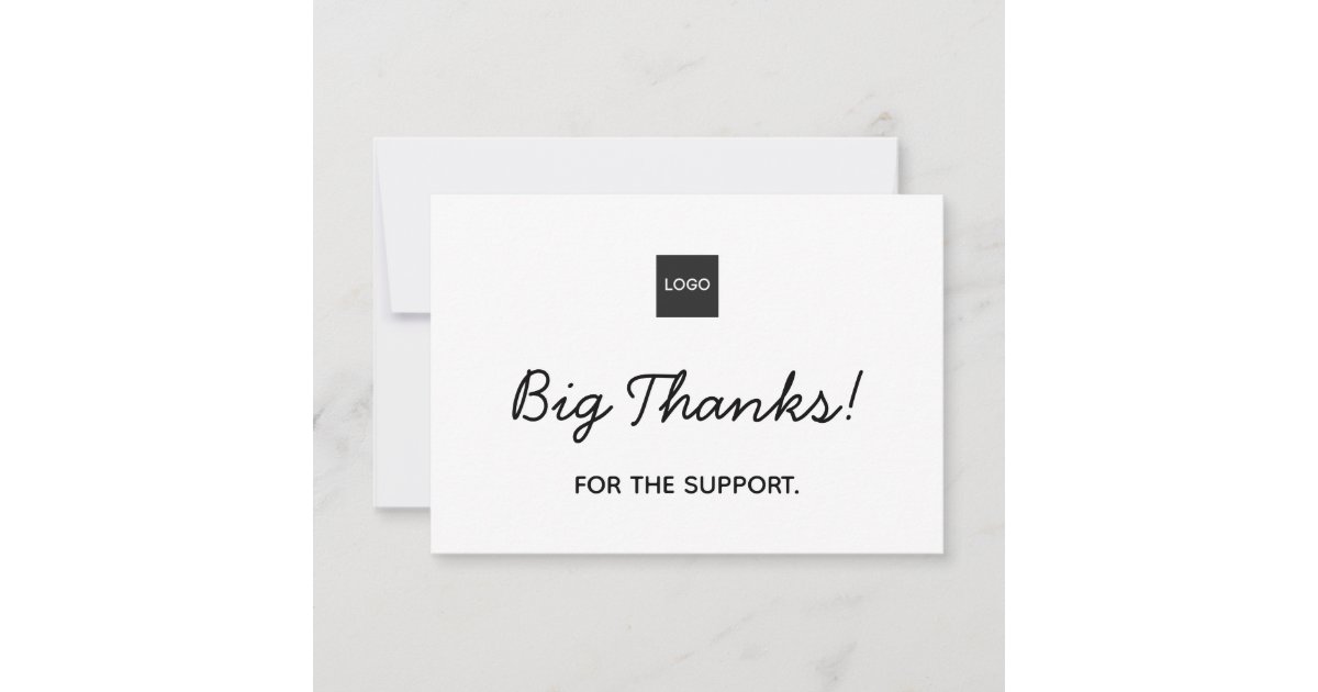 Simple Handwritten Big Thanks w/ Logo Branding Thank You Card | Zazzle