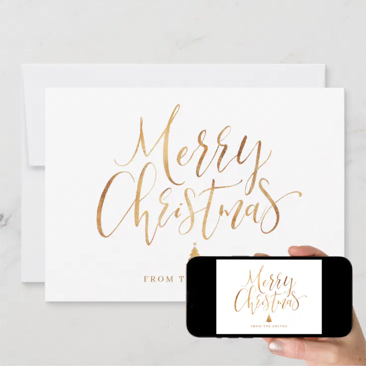 Simple handwritten calligraphy Christmas greeting Holiday Card | Zazzle