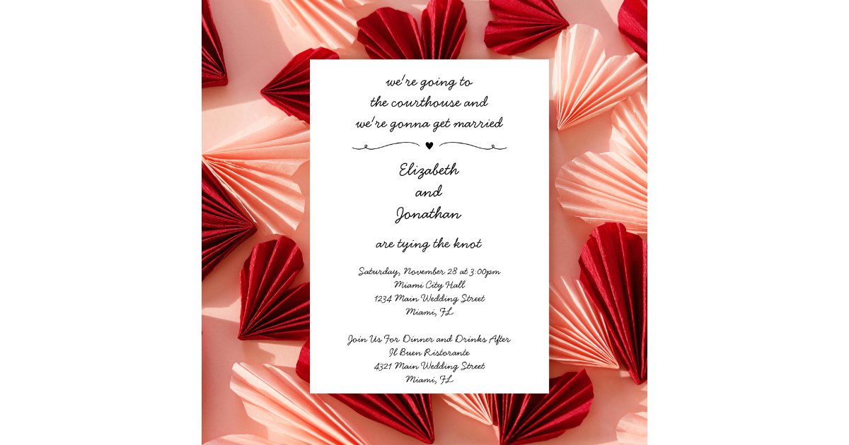 Simple Handwritten Intimate Courthouse Wedding Invitation | Zazzle