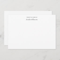 Simple Handwritten Script From Desk of Custom Name Note Card | Zazzle
