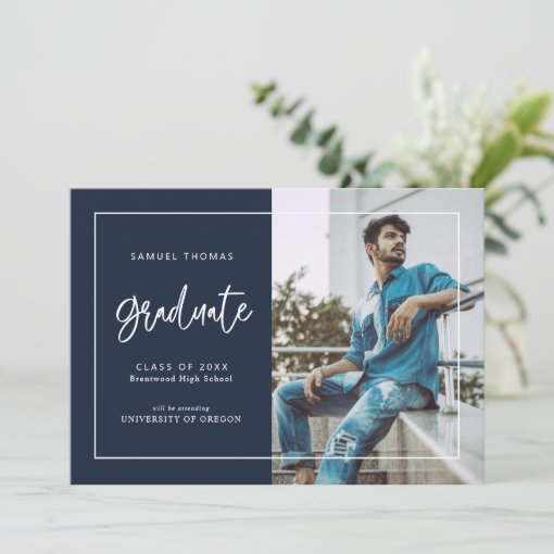 Simple Handwritten Script Graduation Announcement | Zazzle