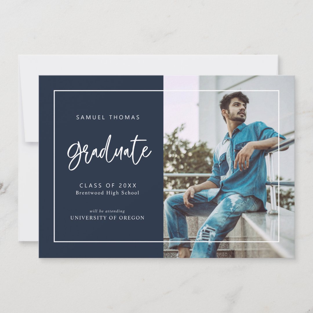 Simple Handwritten Script Graduation Announcement | Zazzle