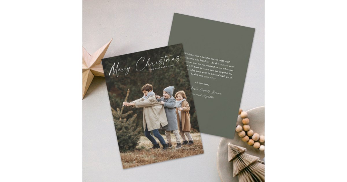 Simple Handwritten Script Photo Christmas Holiday Card | Zazzle