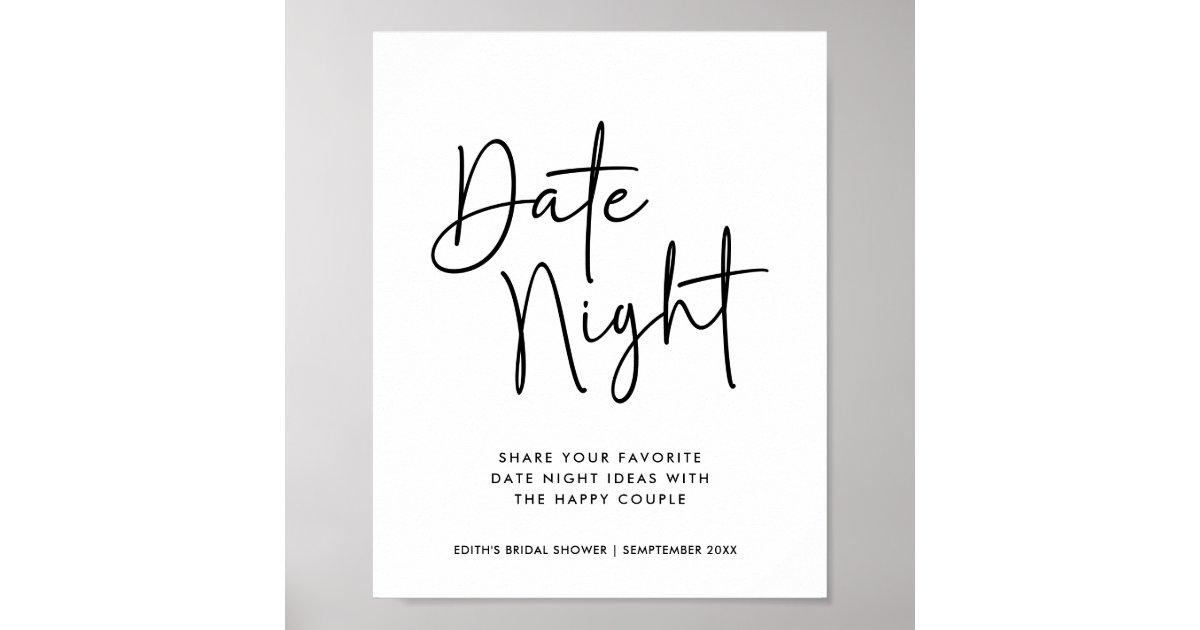 Simple Handwritten Typography Date Night Jar Sign | Zazzle