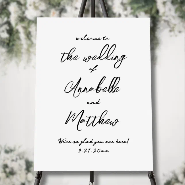 Simple Handwritten Whimsical Wedding Welcome Sign | Zazzle