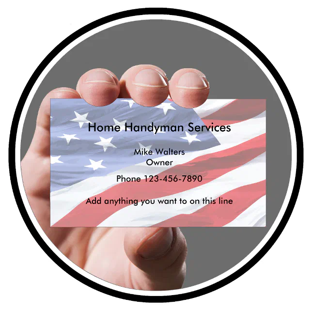Simple Handyman American Flag Background Business Card | Zazzle