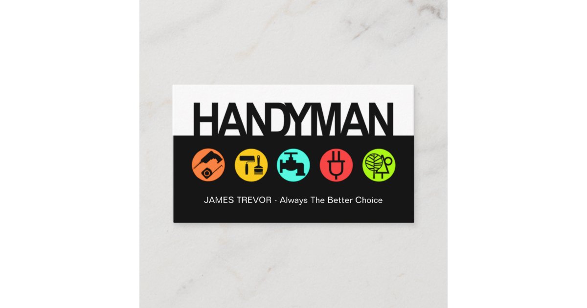 Simple Handyman Signage Construction Tools Business Card | Zazzle