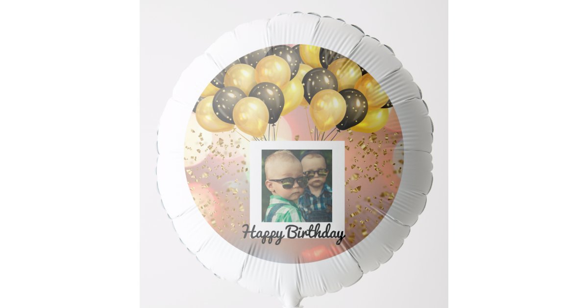 Simple Happy Birthday Add Photo Text Personalized Balloon | Zazzle