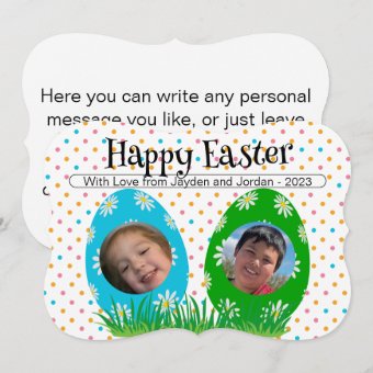 Simple Happy Easter Photo Flower Eggs x2 Card | Zazzle