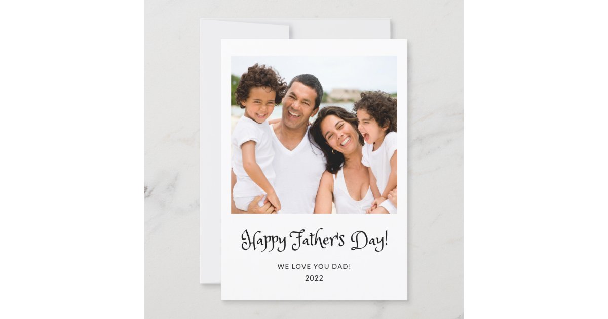 Simple Happy Father's Day Script Photo Card | Zazzle