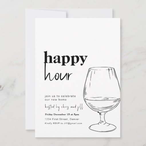 Simple Happy Hour House Party Invitation | Zazzle