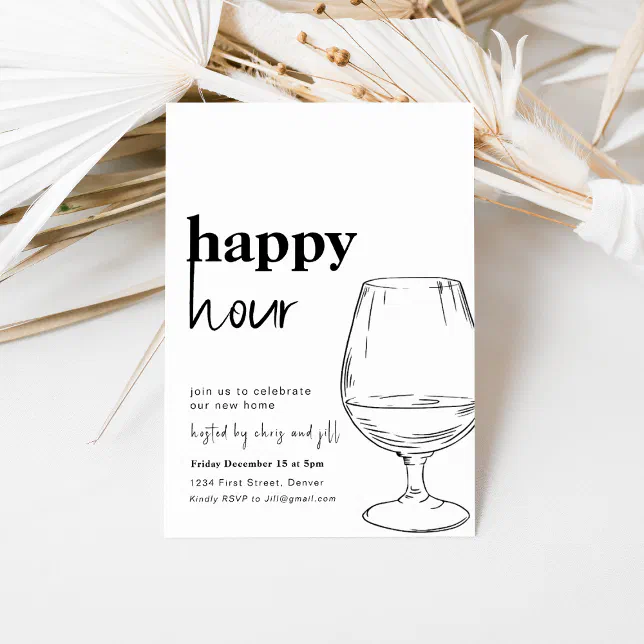 Simple Happy Hour House Party Invitation | Zazzle