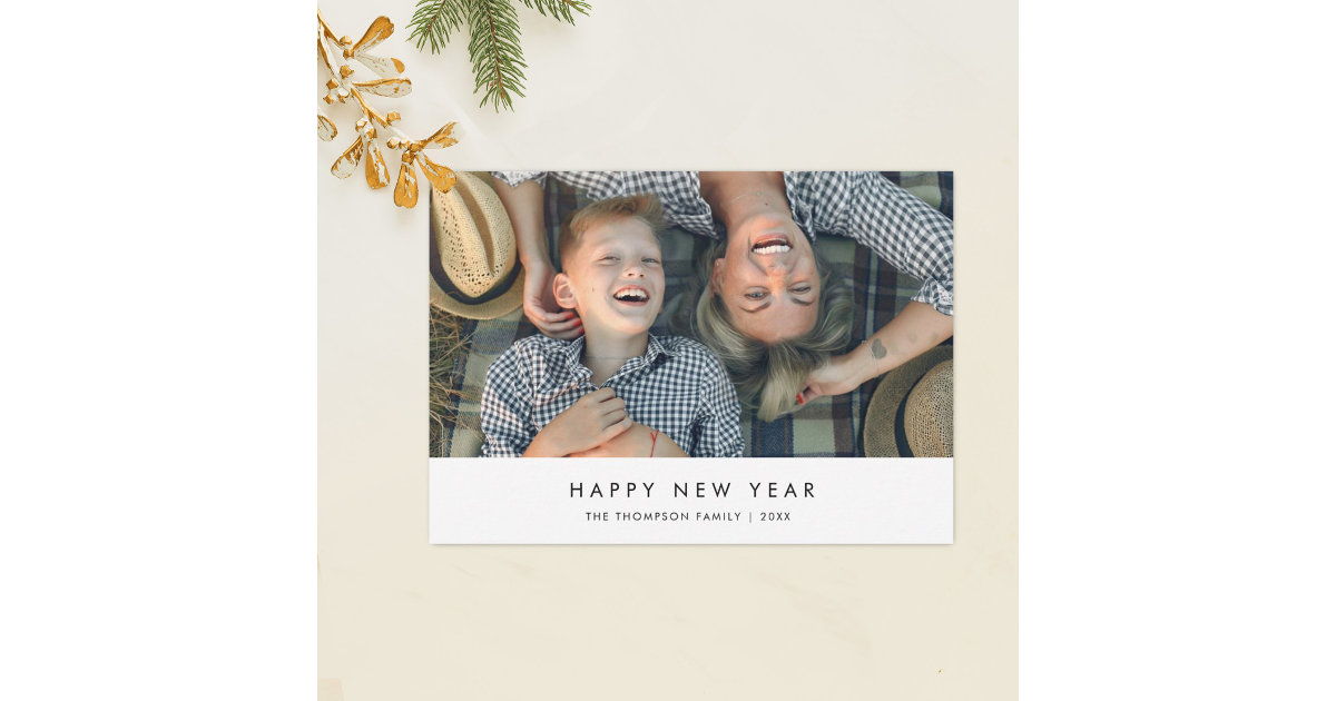 Simple Happy New Year Photo Card | Zazzle