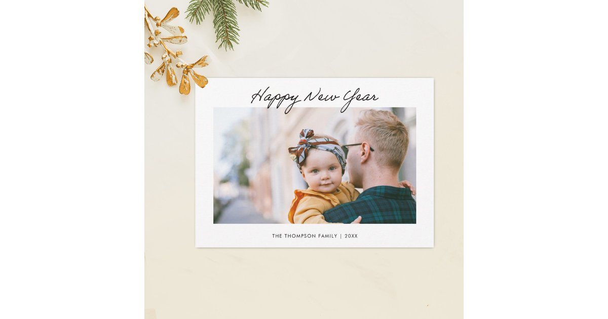 Simple Happy New Year Photo Card | Zazzle