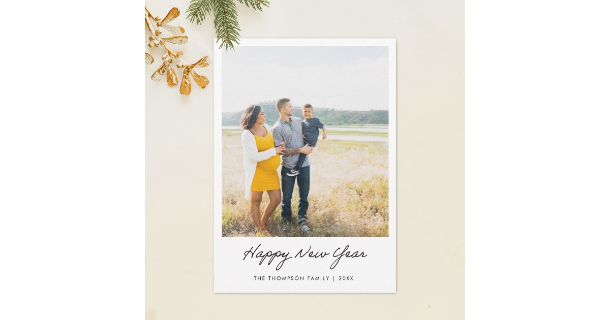 Simple Happy New Year Photo Card | Zazzle