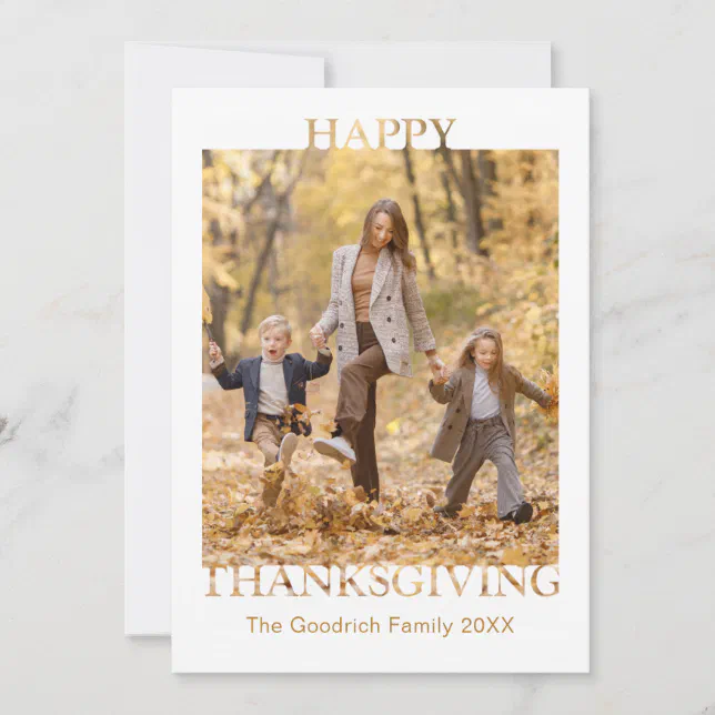 Simple Happy Thanksgiving Photo Greeting Card | Zazzle