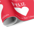 Simple Happy Valentine's Day Spanish White Heart Wrapping Paper | Zazzle