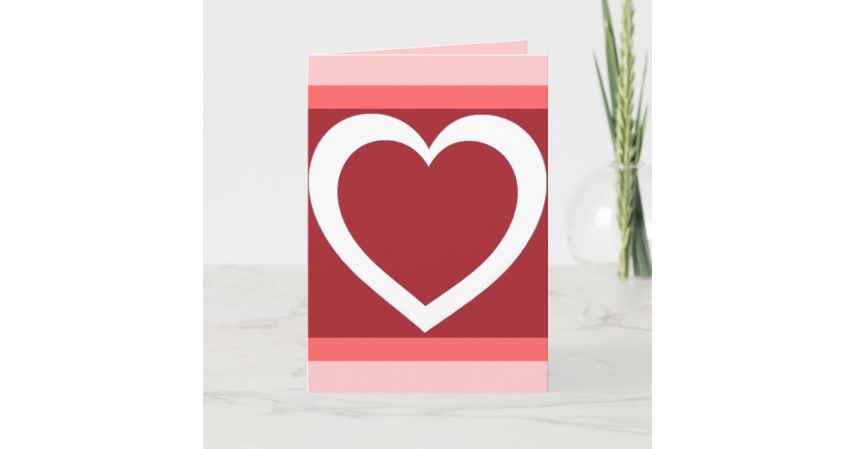 Simple heart red white pink Valentine's Day card | Zazzle