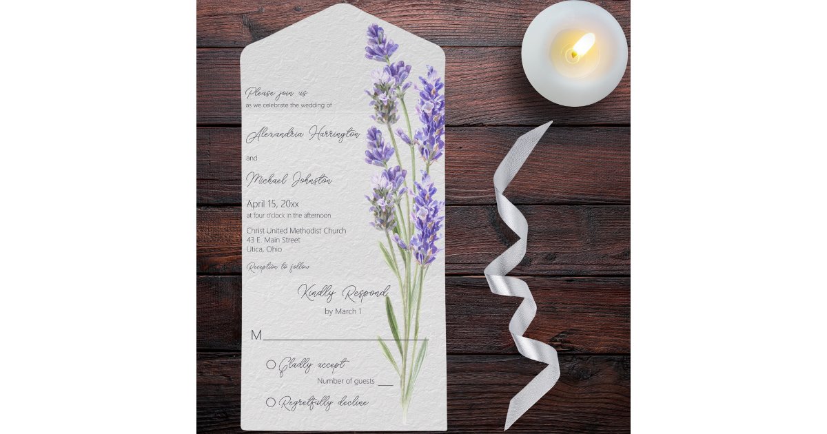 Simple Heather Sprigs All In One Invitation | Zazzle