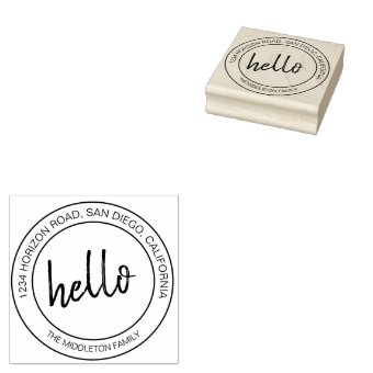 Simple Hello Message Modern Family Rubber Stamp | Zazzle