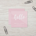 SIMPLE HELLO SCRIPT hand drawn type geometric pink Square Business Card ...
