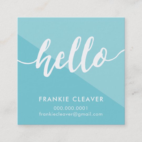 SIMPLE HELLO SCRIPT hand drawn type mod geometric Square Business Card ...