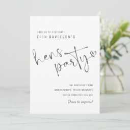 Simple Hens Night Party Invitation Template | Zazzle