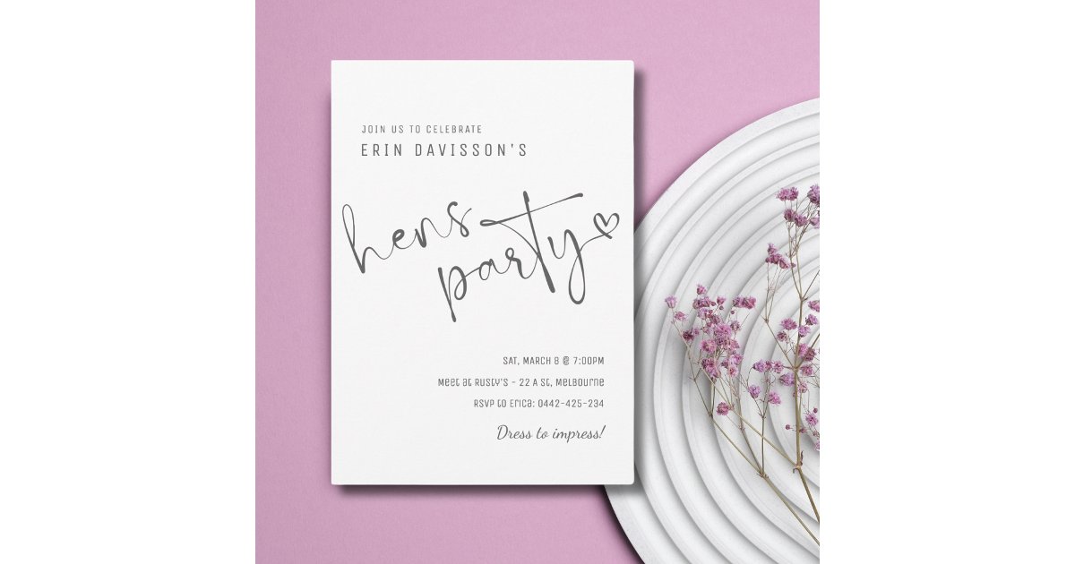 Simple Hens Night Party Invitation Template | Zazzle
