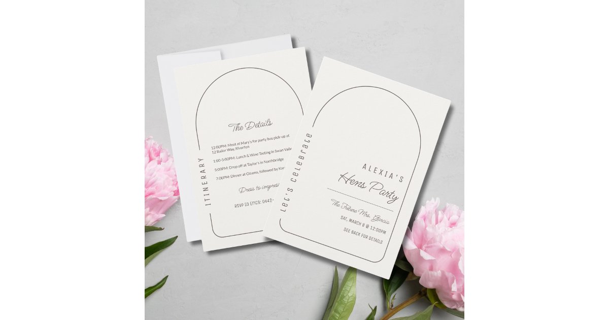 Simple Hens Party Invitation Itinerary Template | Zazzle