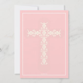 Simple Holy Cross Pink Girl Christening Invitation | Zazzle