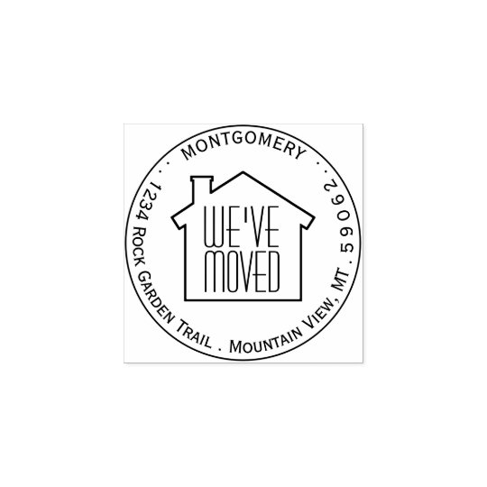 Simple Home We've Moved Circle Name Return Address Rubber Stamp ...